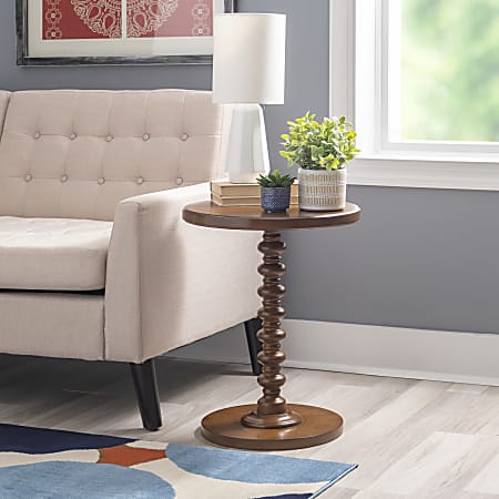 Powell Jarsky Round Spindle Side Table 22 14 H x 17 W x 17 D Hazelnut ...