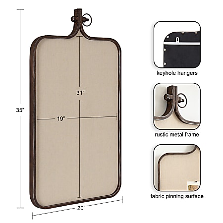Kate and Laurel Yitro Non Magnetic Framed Fabric Pinboard 20 x 35 Tan ...