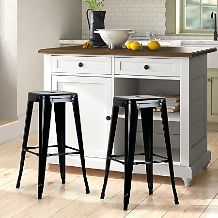 Glamour Home Barton Metal Barstools Black Set Of 2 Barstools - Office Depot