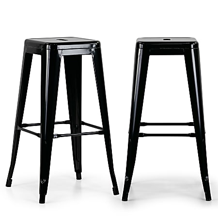 Glamour Home Barton Metal Barstools Black Set Of 2 Barstools - Office Depot