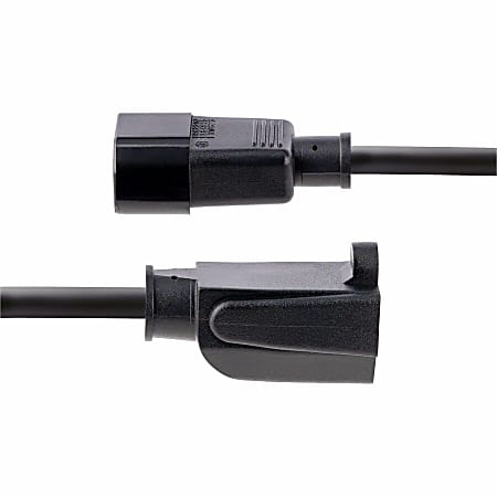 StarTech.com 1ft 0.3m Power Extension Cord IEC C14 to NEMA 5 15R 10A 125V 18AWG Black Outlet ...