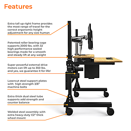 VersaDesk Foundry Bench Electric Portable Height Adjustable Standing ...