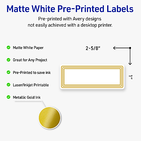 Avery Print To The Edge Labels Sure Feed S00 D16 PRWMP10 1 x 2 58 Matte ...