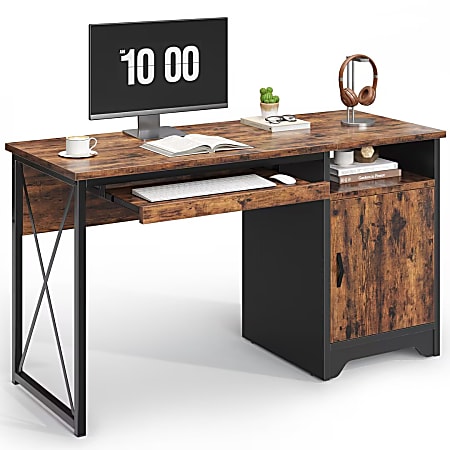 Bestier 48 W Reversible Writing Computer Desk Rustic Brown - Office Depot