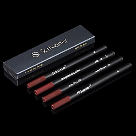 Scriveiner Rollerball Ink Refills Medium Point 0.7 mm Black Ink Pack Of ...