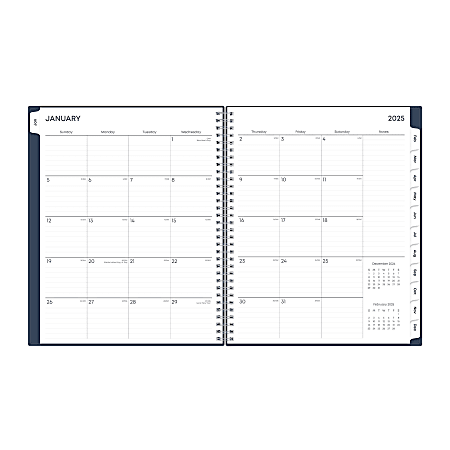 2025 Blue Sky WeeklyMonthly Planning Calendar 8 12 x 11 French Navy ...