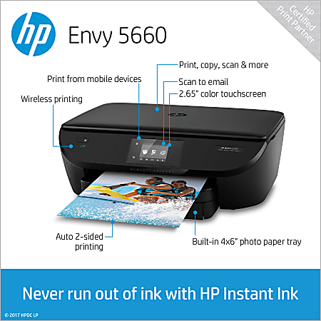 HP Envy 5660 Wireless Inkjet All In One Color Printer - Office Depot