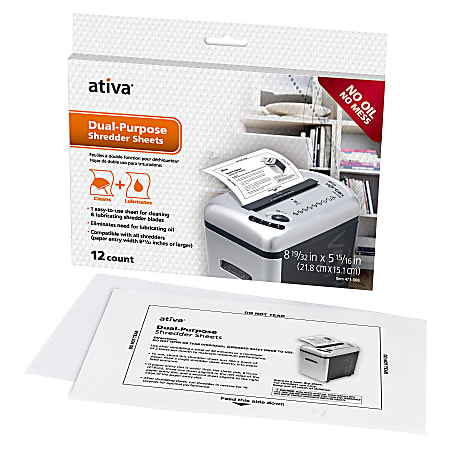 Ativa Dual Purpose Shredder Sheets Pack Of 12 - Office Depot