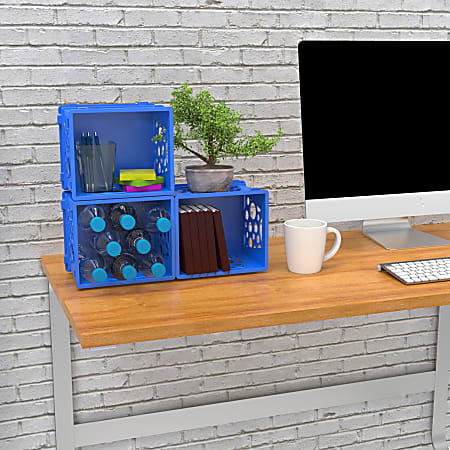 Storex Mini Crates 6 H x 7 34 W x 9 D Blue Pack Of 12 Crates - Office Depot