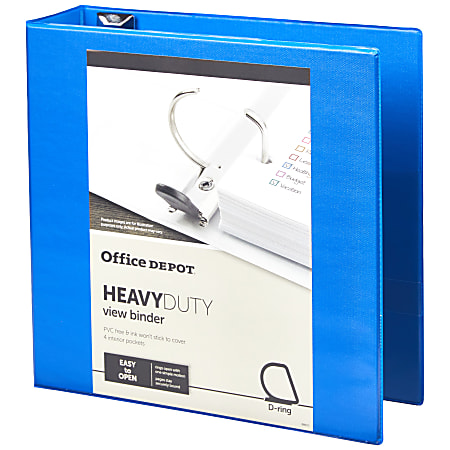 Office Depot Brand Heavy Duty View 3 Ring Binder 4 D Rings Blue ...