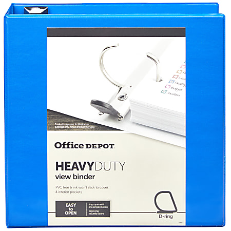 Office Depot Brand Heavy Duty View 3 Ring Binder 4 D Rings Blue ...