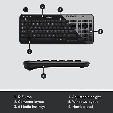 Logitech K360 Wireless Compact Keyboard Black 920 004088 - Office Depot