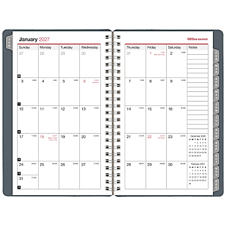 Office Depot Brand Weekly Monthly Appointment Book 5 x 8 Silver January ...