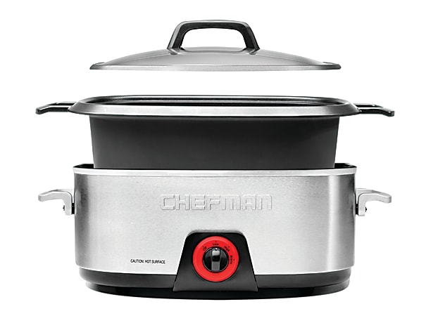 Chefman RJ15 6 DC Slow Cooker With Die Cast Insert Silver - Office Depot