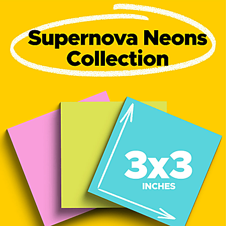 Post it Super Sticky Notes 3 x 3 Supernova Neons Collection Pack Of 3 ...