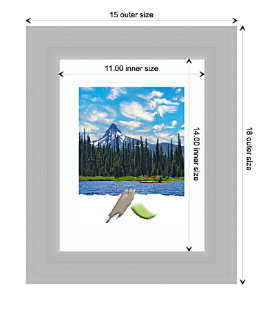 Amanti Art Rectangular Wood Picture Frame 15 x 18 With Mat Brushed ...