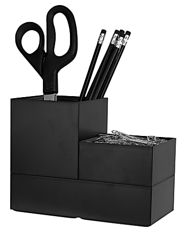 Bostitch Konnect 3 Piece Stackable Storage Cup Set Black - Office Depot