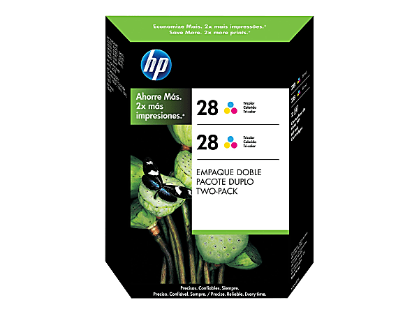 HP 28 Twinpack 2 pack color cyan magenta yellow original ink cartridge ...