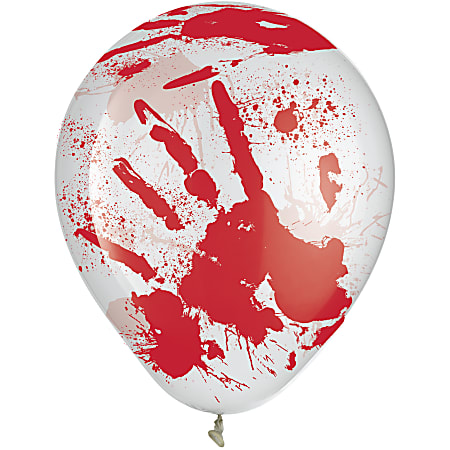 Amscan Blood Splatter Latex Balloons Round 12 RedWhite 6 Balloons Per ...