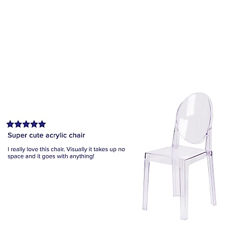 Flash Furniture Ghost Chairs With Oval Backs Transparent Crystal Pack ...