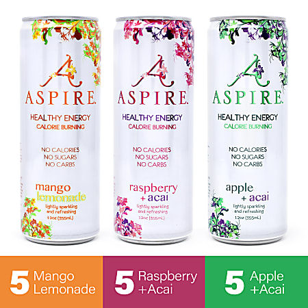 Aspire Energy Drink Variety Pack 12 Oz Pack Of 12 Cans - Office Depot