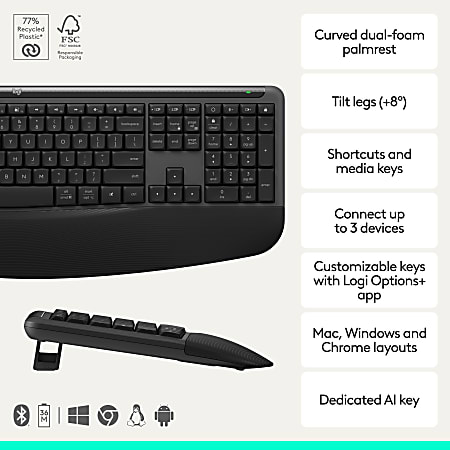 Logitech Signature Comfort Plus Combo MK880 Wireless Keyboard Mouse ...