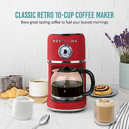 Nostalgia Classic Retro 10 Cup Coffee Maker Red Total Qty 1 - Office Depot
