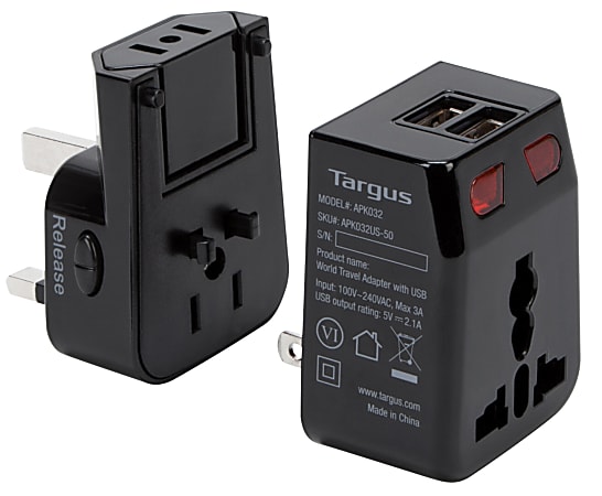 Targus Dual USB Travel Power Adapter APK032US - Office Depot