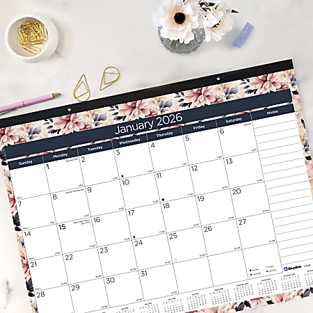 2026 Blueline Colorful Monthly Desk Pad Calendar 22 x 17 Floral January ...