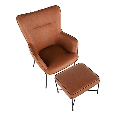 LumiSource Izzy Industrial Lounge Chair And Ottoman Set BlackCamel Office Depot