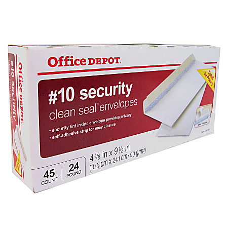 Office Depot Brand Clean Seal Security Envelopes 10 4 18 x 9 12 White ...