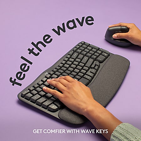 Logitech Wave Keys Wireless Ergonomic Keyboard With Cushioned Palm Rest ...