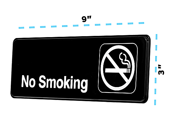 Alpine No Smoking Signs 3 x 9 Black Pack Of 15 Signs - Office Depot