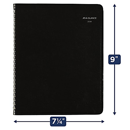 2024 AT A GLANCE DayMinder Column Style Weekly Planner 7 x 8 34 Black ...