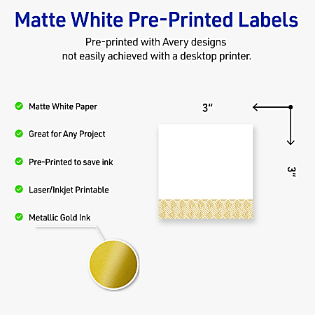 Avery Printable Labels With Sure Feed Technology S00 EX5 Square 3 x 3 ...
