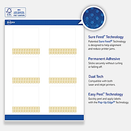 Avery Printable Labels With Sure Feed Technology S00 EX5 Square 3 x 3 ...