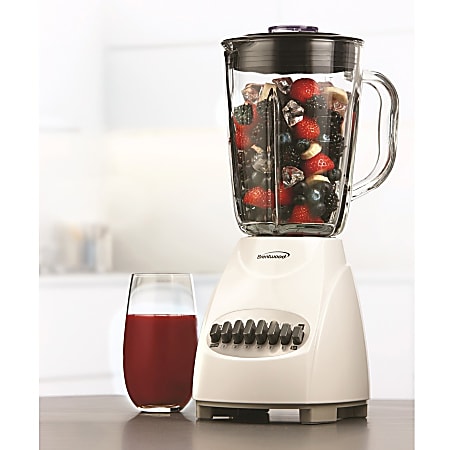 Brentwood 12 Speed Blender With Glass Jar White - Office Depot