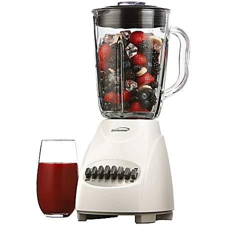 Brentwood 12 Speed Blender With Glass Jar White - Office Depot