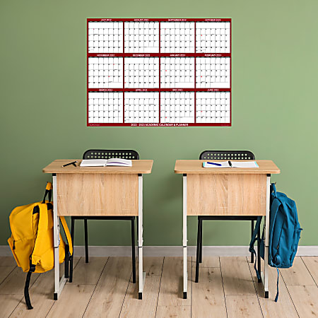 SwiftGlimpse Academic Monthly Wall Calendar 48 x 72 Maroon July 2022 To ...