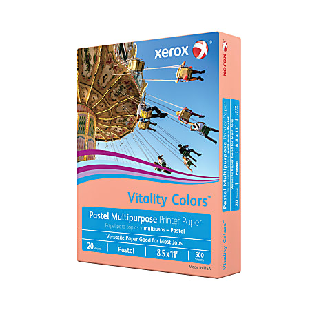 Xerox Vitality Colors Multi Use Printer Copy Paper 1 Ream Salmon Letter ...
