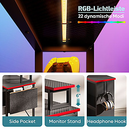 Bestier Open Cabinet 43 W L Shaped Gaming Computer Desk With Monitor ...