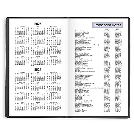 AT A GLANCE DayMinder 2026 Weekly Planner Black Pocket 3 12 x 6 ...