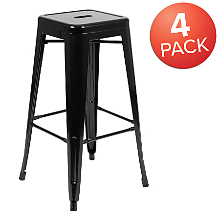 Flash Furniture 30 Metal Indoor Bar Stools Set Of 4 Bar Stools Black ...