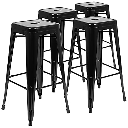 Flash Furniture 30 Metal Indoor Bar Stools Set Of 4 Bar Stools Black ...