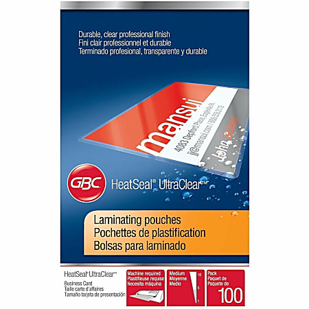 GBC UltraClear Thermal Laminating Pouches Business Card Size Pack Of ...