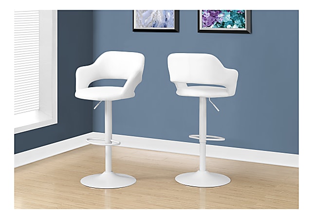 Monarch Specialties Hydraulic Lift Bar Stool Bonded Leather White ...