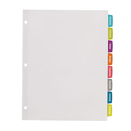 Avery Easy Peel Pop up Edge Label Dividers 8 12 x 11 8 Tab White Pack ...