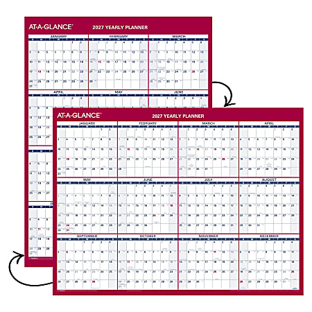 AT A GLANCE 2027 Vertical Horizontal Reversible Erasable Yearly Wall ...