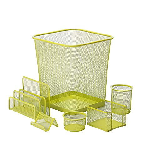 Honey Can Do 6 Piece Mesh Desk Organizer Set Lime - Office Depot