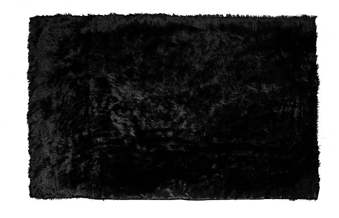 Glamour Home Aileen Faux Fur Rug 96 Black - Office Depot
